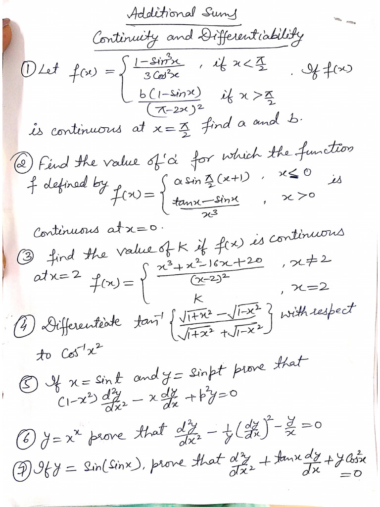 Continuity and Differentiability | PDF