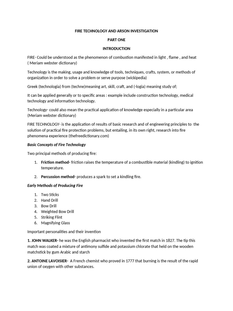 Fire Technology and Arson Investigation Overview | PDF | Combustion | Fires