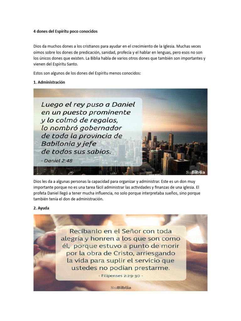 Dones del Espíritu: 4 poco conocidos | PDF