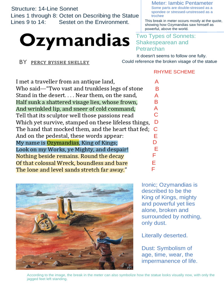 Ozymandias: Analysis and Rhyme Scheme | PDF | Stanzaic Form ...
