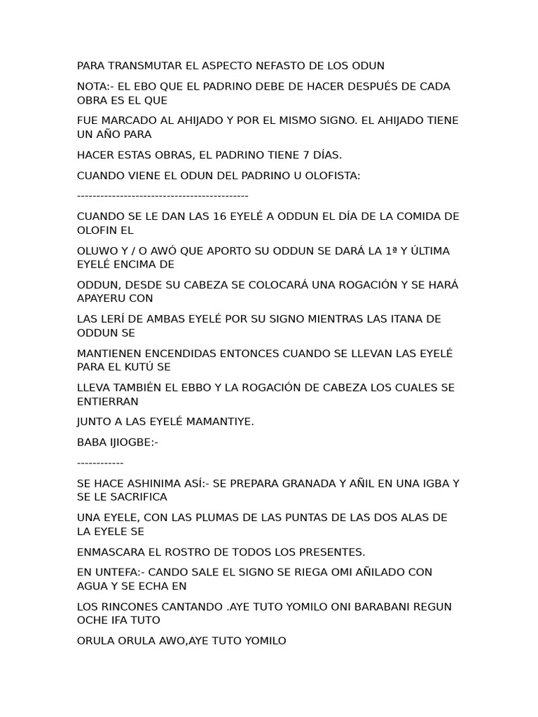 Para Transmutar El Aspecto Nefasto de Los Odun | PDF | Religiones religiosas | Divinidad