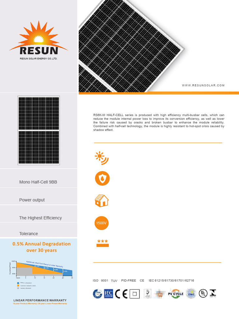 Ficha - Resun Mono Perc HC 325-340w | PDF | Sustainable Energy ...