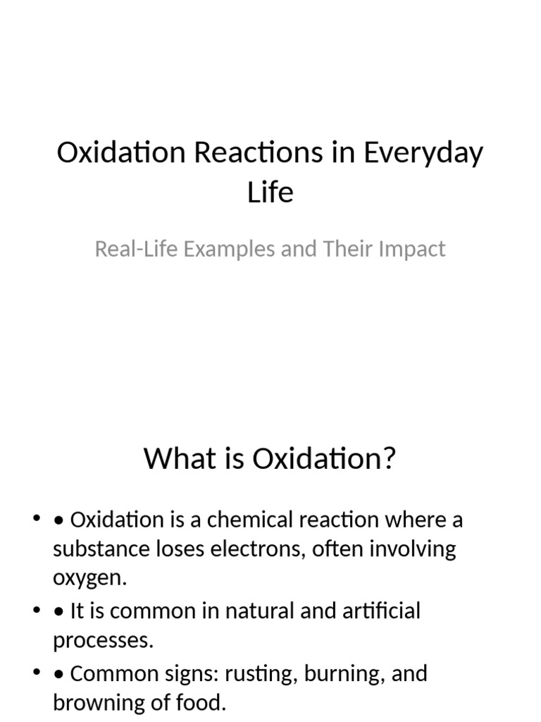 Oxidation Reactions Everyday Life | PDF