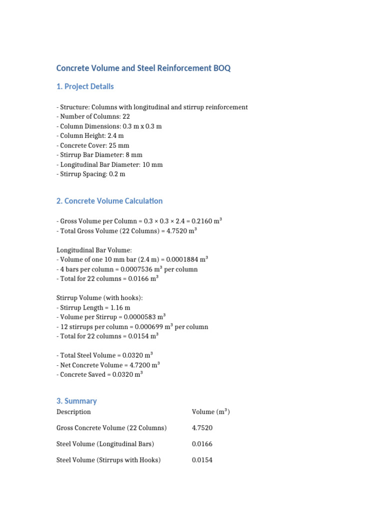 Steel Calculation for Column Slabs | PDF