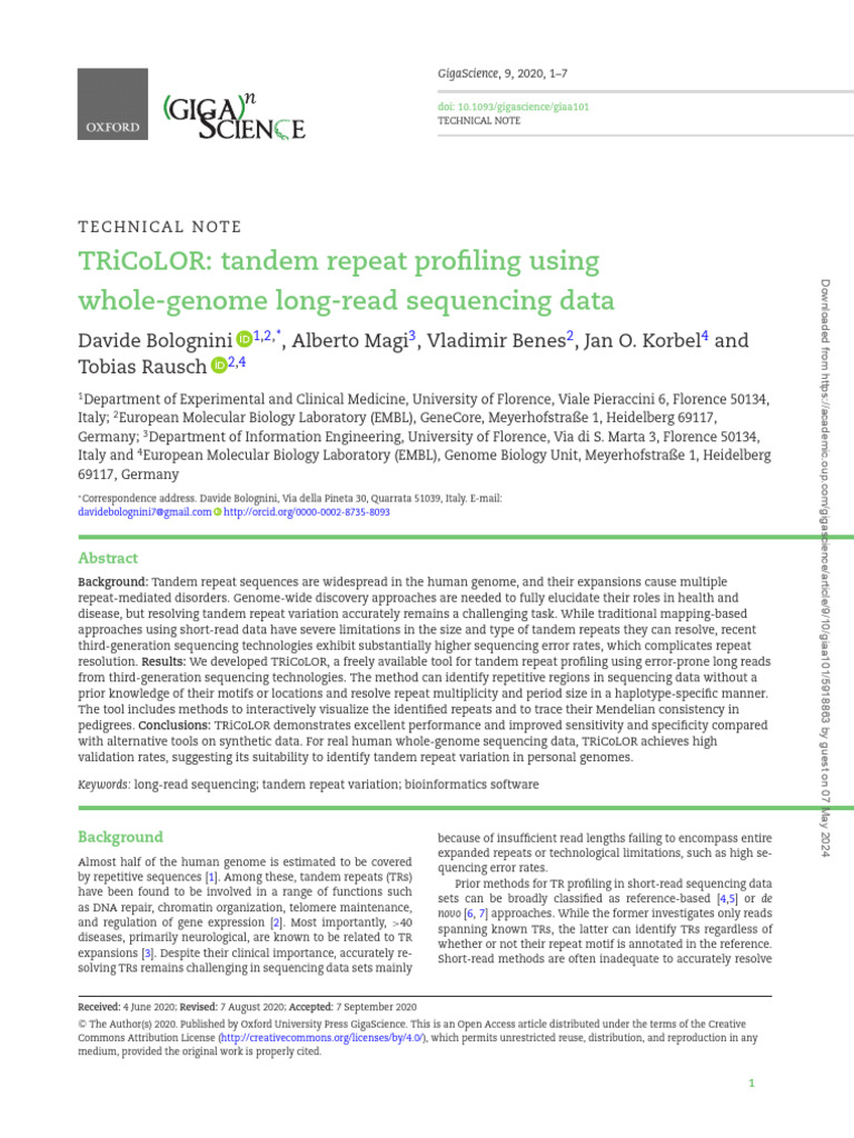 TRiCoLOR - Tandem Repeat Profiling Using | PDF | Dna Sequencing | Whole ...