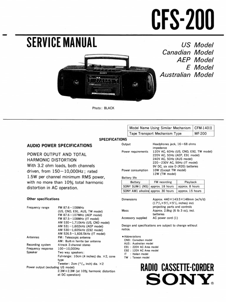 Sony cfs-200 SM | PDF