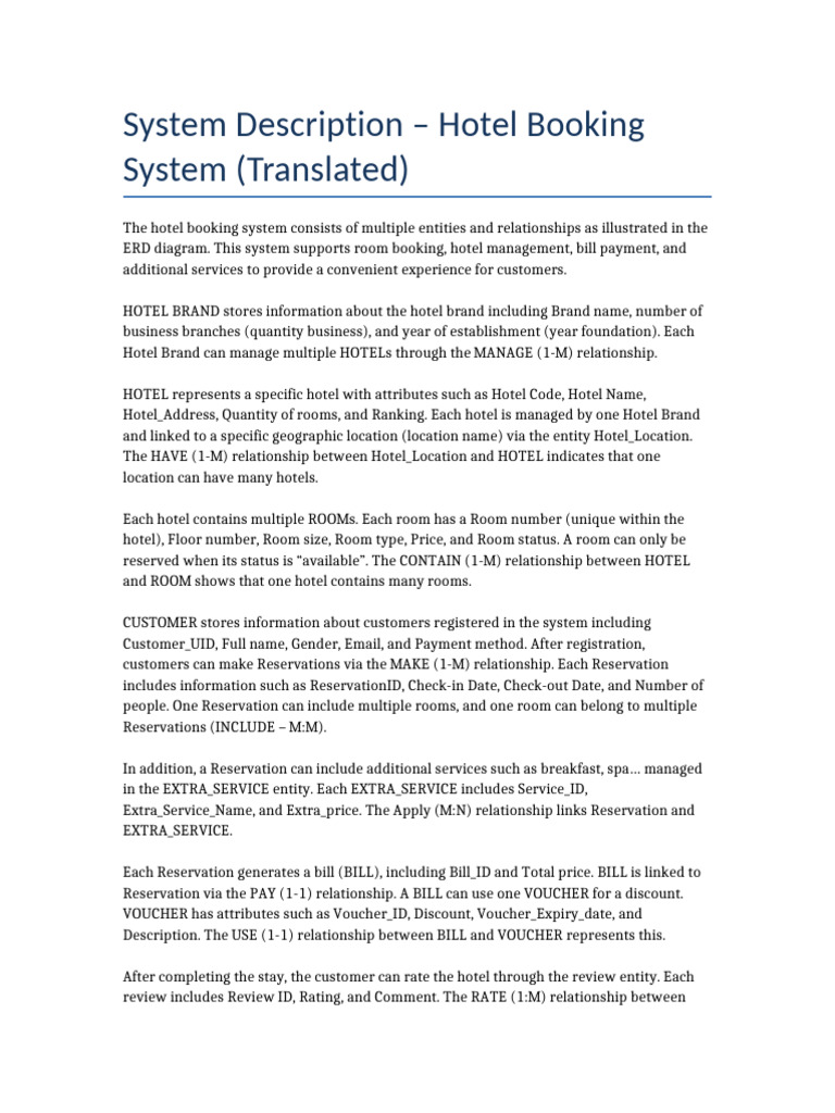 Hotel Management System Overview | PDF