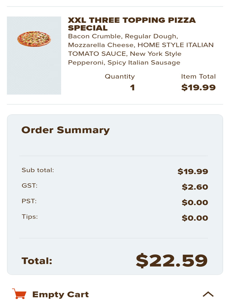 XXL Three Topping Pizza Special Pizza Pizza Canada | PDF