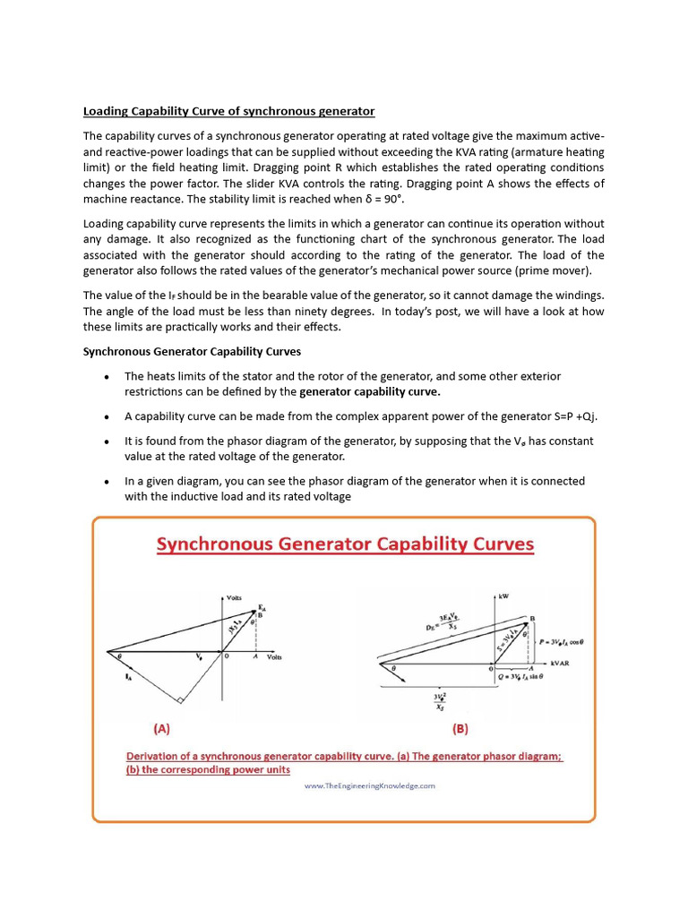 Loading Capability Curve of Synchronous Generator | PDF | Electric ...