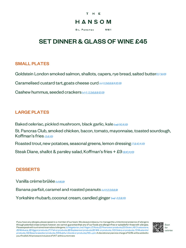 Hansom Set Dinner Menu | PDF