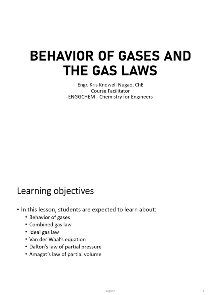 Lesson 5 - Behavior of Gases - Gas Laws | PDF | Gases | Pressure