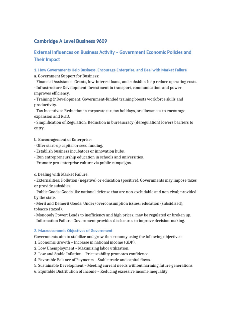 Government Economic Influences | PDF | Recession | Business Cycle