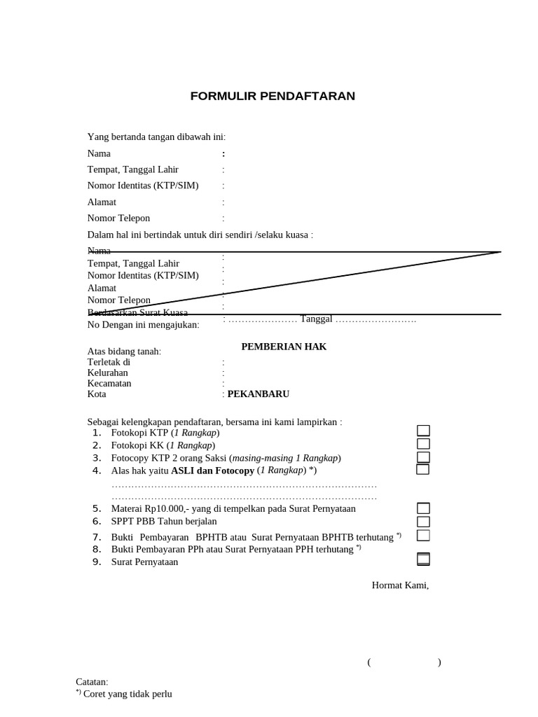 Formulir Pendaftaran PTSL 2025 (RT Dan RW) | PDF
