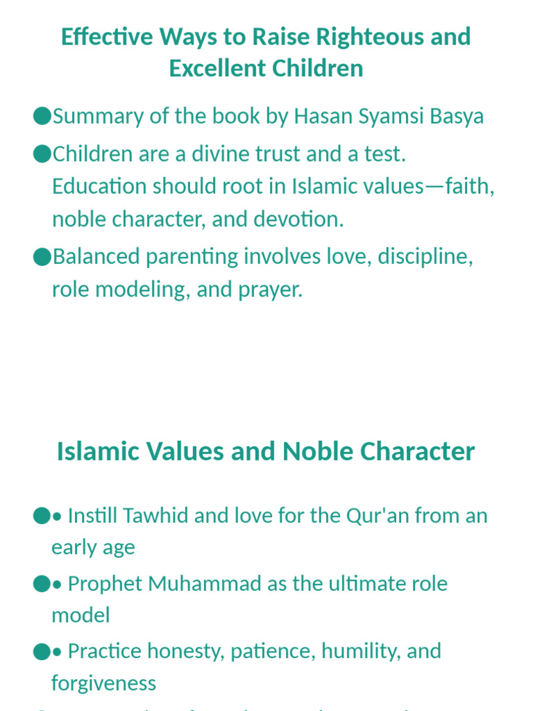 Islamic Parenting for Righteous Children | PDF