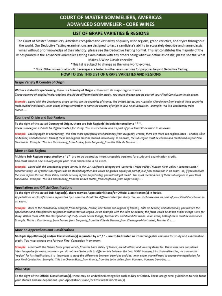 CMS A Advanced Sommelier Level Wine | PDF | Grape Varieties | Alcoholic ...
