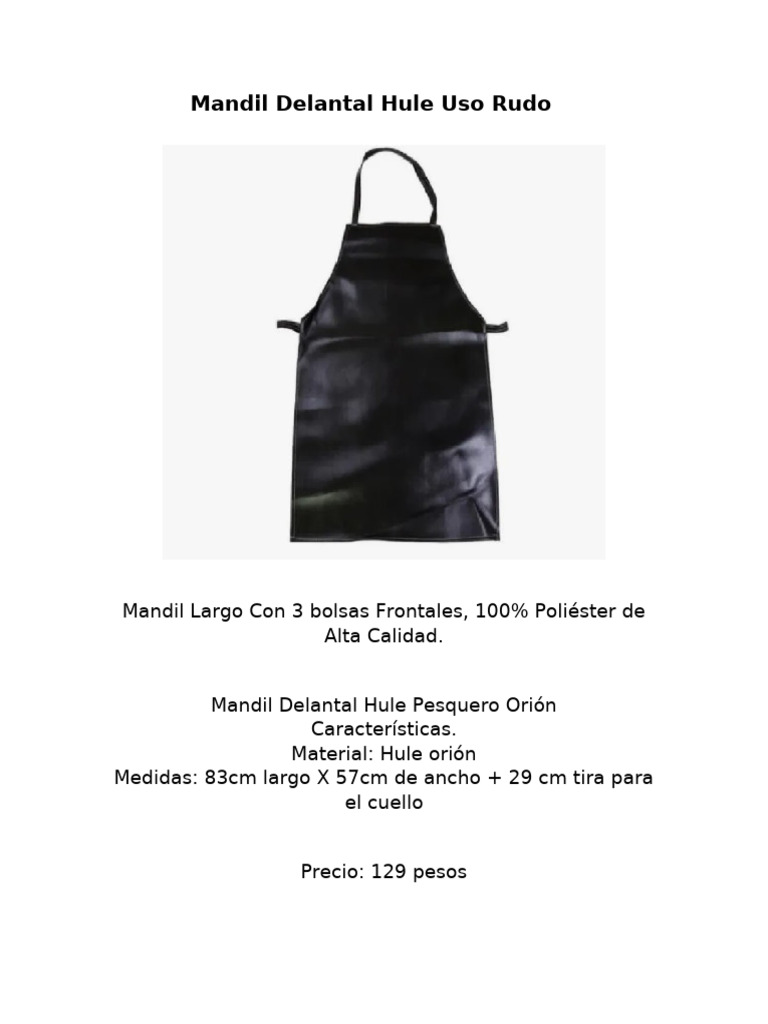 Mandil de Hule Uso Rudo 83cm | PDF