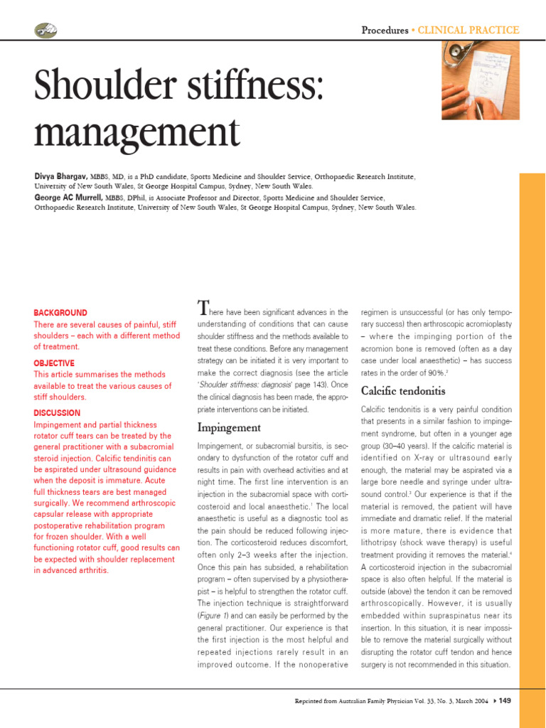 Shoulder Stiffness Treatment Options | PDF | Musculoskeletal Disorders ...
