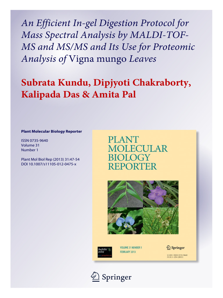 An Efficient In-Gel Digestion Protocol for-PMBR - 2013 | PDF ...
