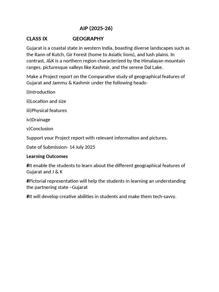 Comparative Geography: Gujarat vs J&K | PDF