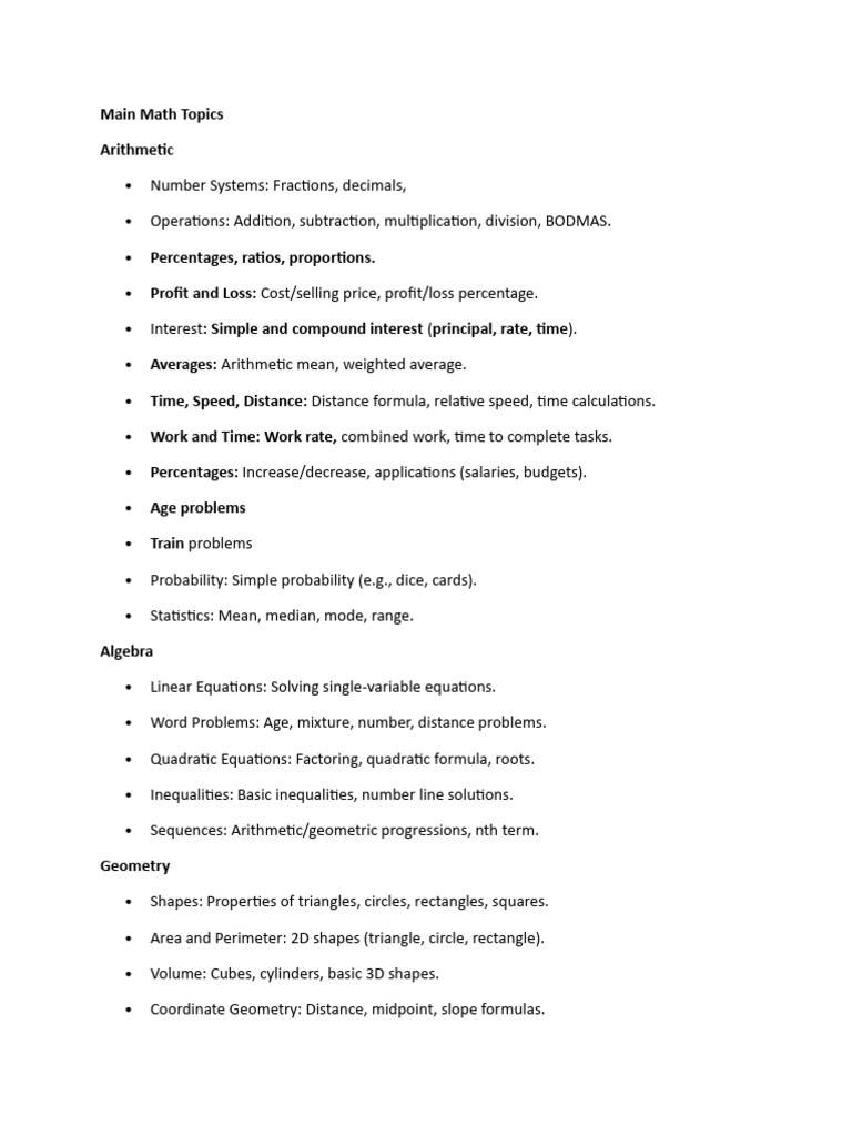 Key Math Topics for Competitive Exams | PDF | Multiplication | Arithmetic
