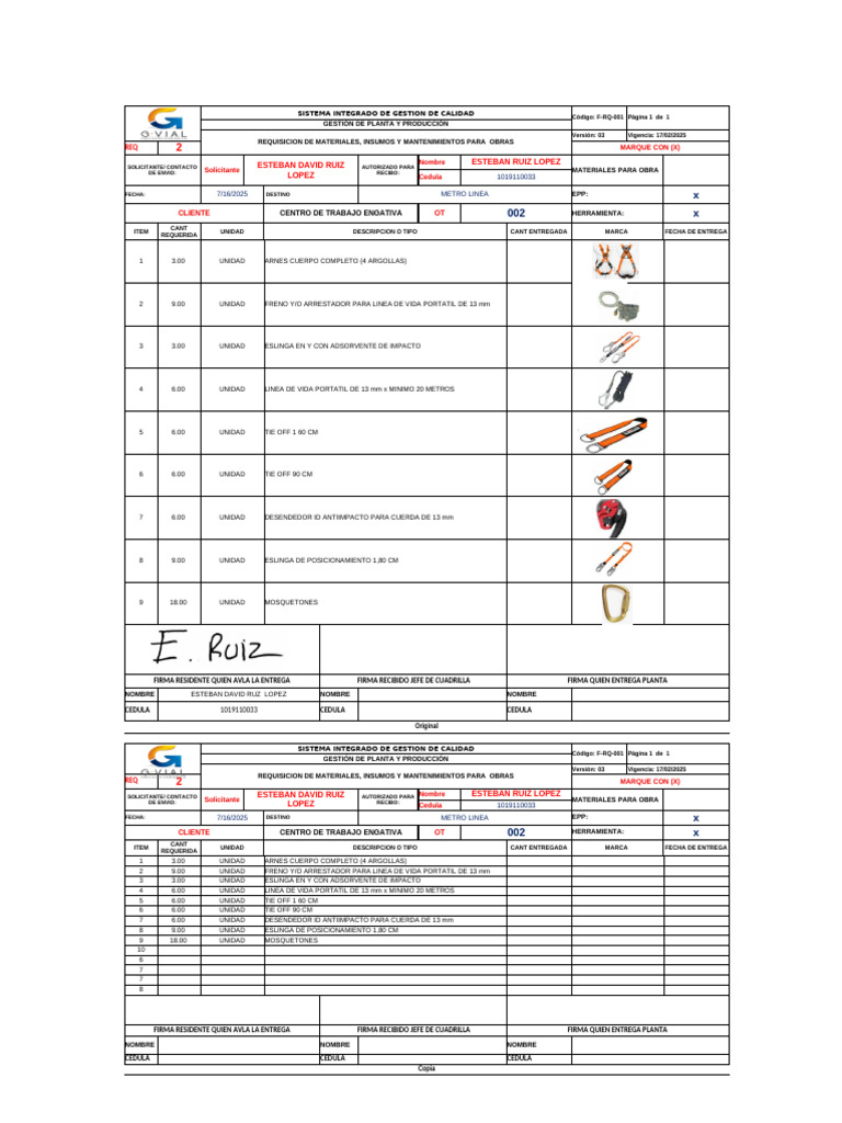 Formato de RQ de Materiales - epps.Compra-Actualizado Calidad | PDF