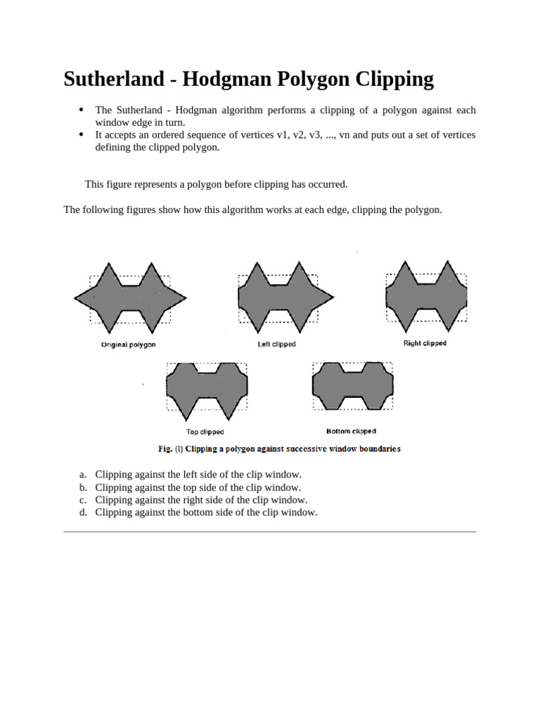 CG 4.9 Sutherland-Hodgeman Algorithm - Polygon Clipping | PDF | Vertex ...