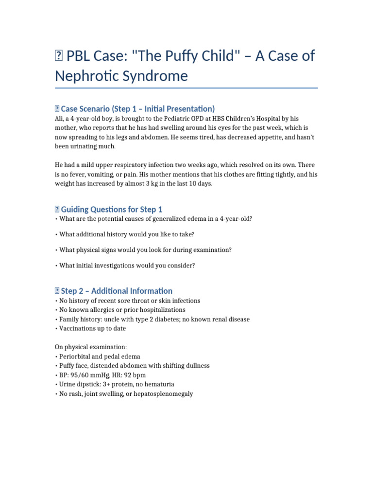 PBL A Case of Puffy Child | PDF | Medicine | Internal Medicine