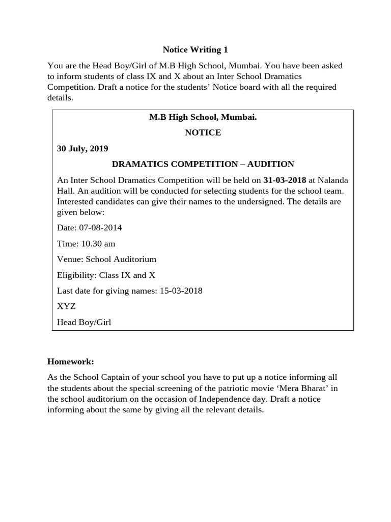 G8 Notice Writing Model | PDF