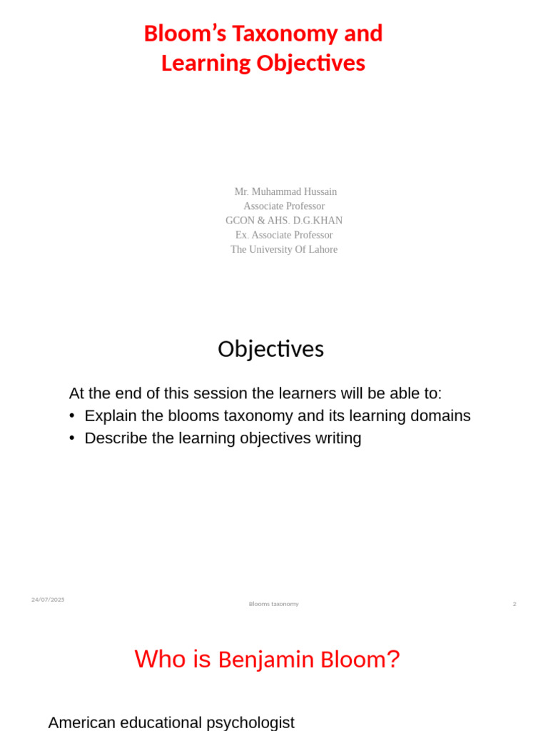 Blooms Taxonomy & Writing Objectives Unit 7. | PDF | Intelligence ...
