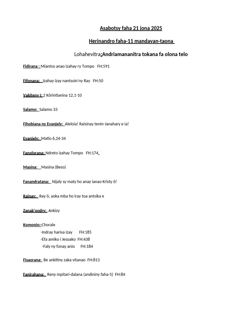 Alim-Bavaka 20 Juin | PDF