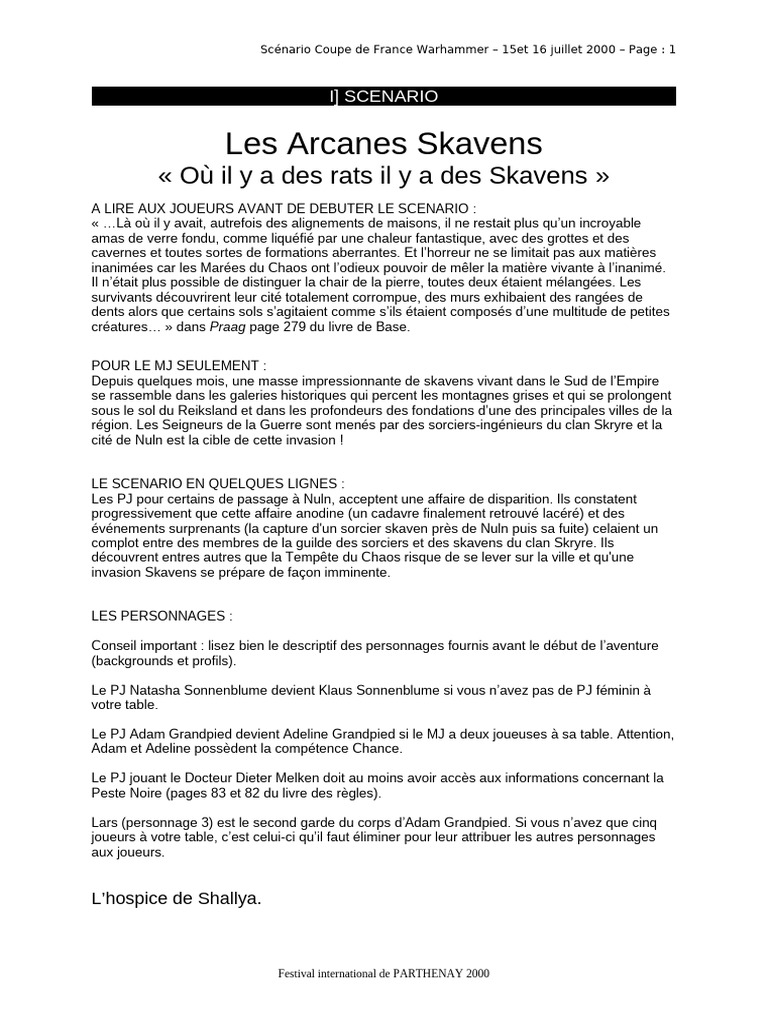 Scénario Warhammer : Invasion Skaven à Nuln | PDF