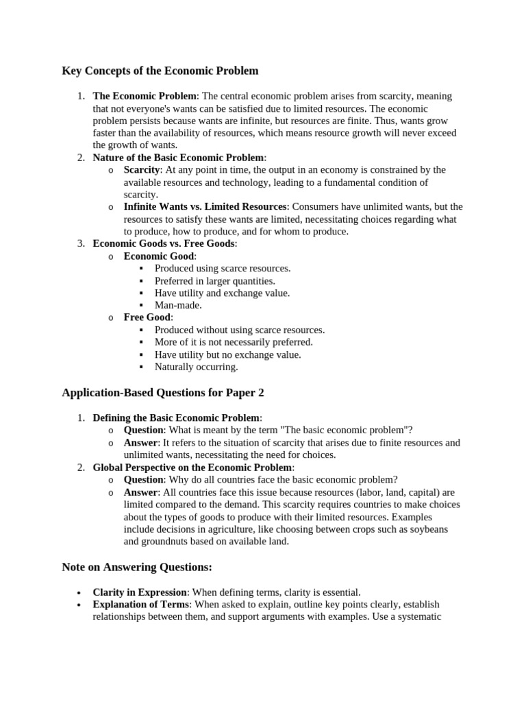 Key Concepts of The Economic Problem | PDF | Economics | Economies