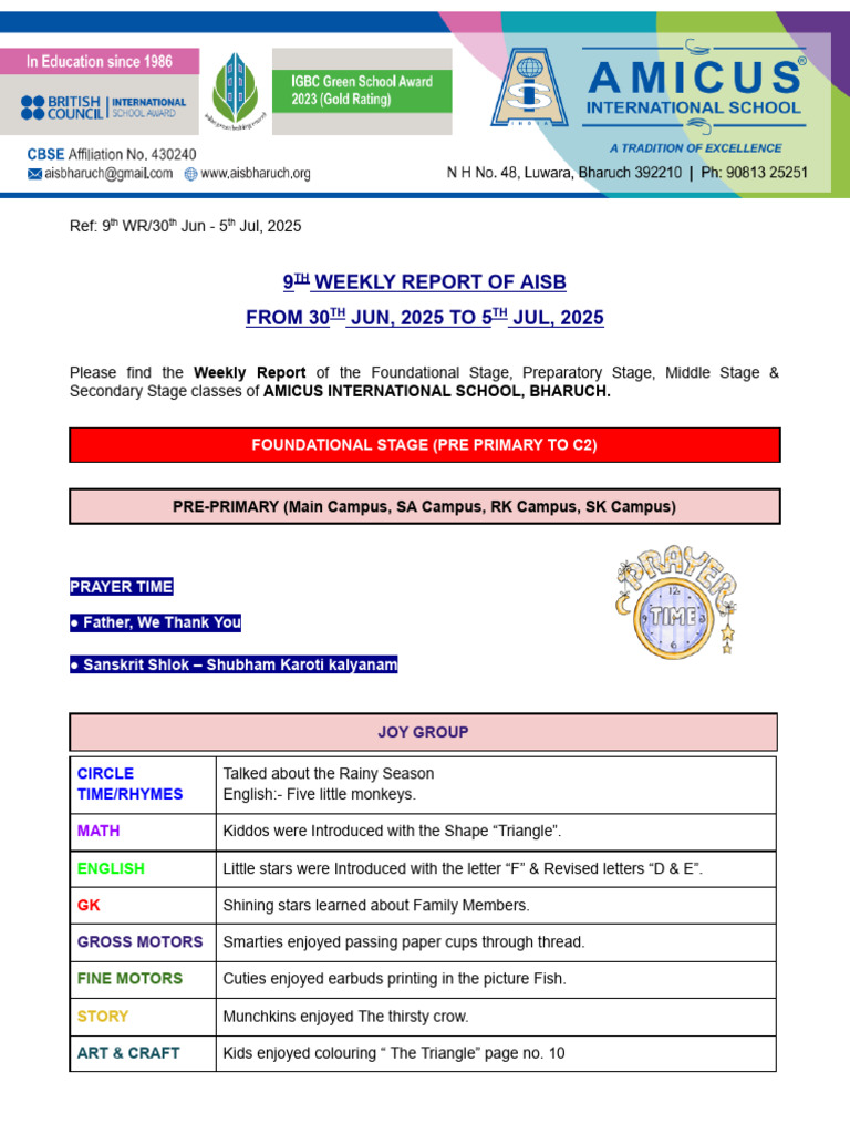 AISB - 9th WR - 30th Jun - 5th Jul, 2025 | PDF