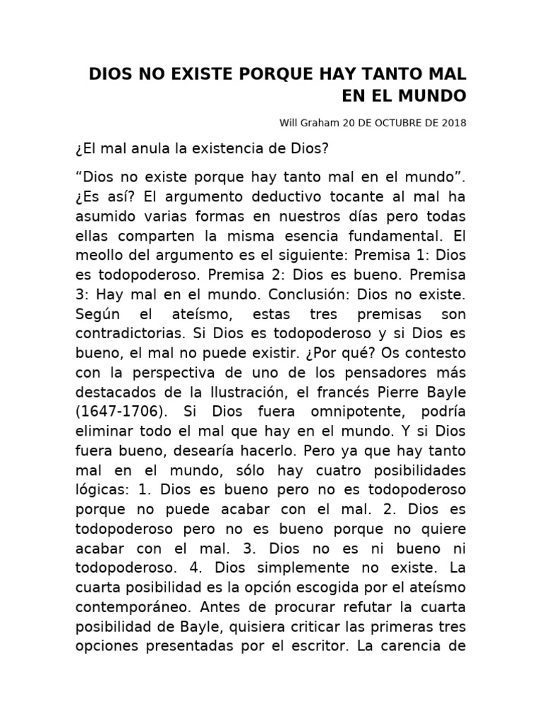 Dios No Existe Porque Hay Tanto Mal en El Mundo | PDF | Dios | Ateísmo