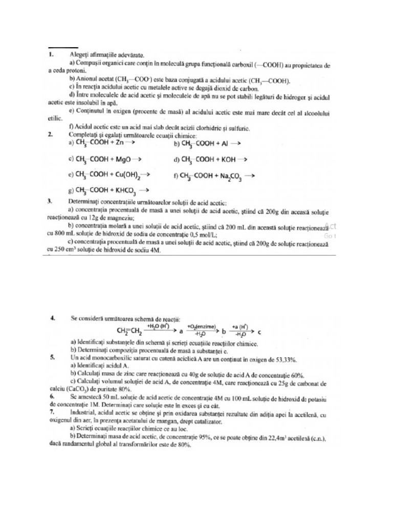 Probleme Acizi Alcooli | PDF