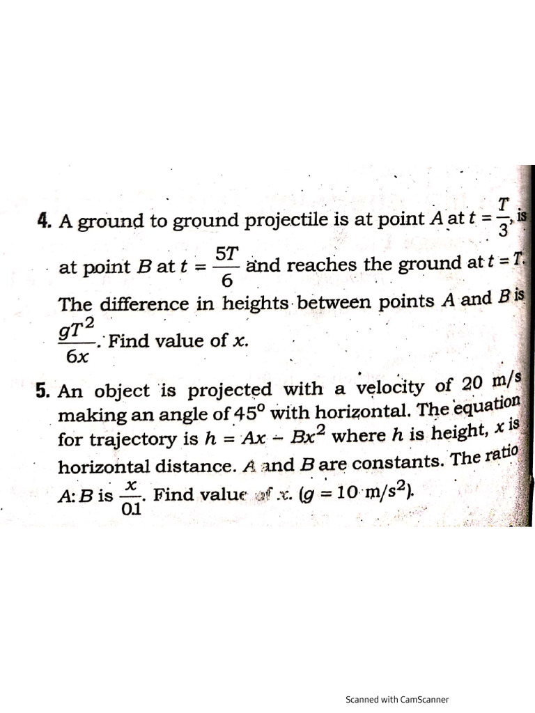 Projectile Motion Questions For Practice | PDF