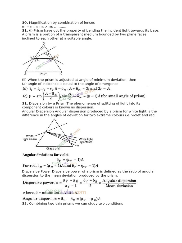 Ray Optics and Optical Instruments Class 12 Notes Chapter 9 Notes Part ...