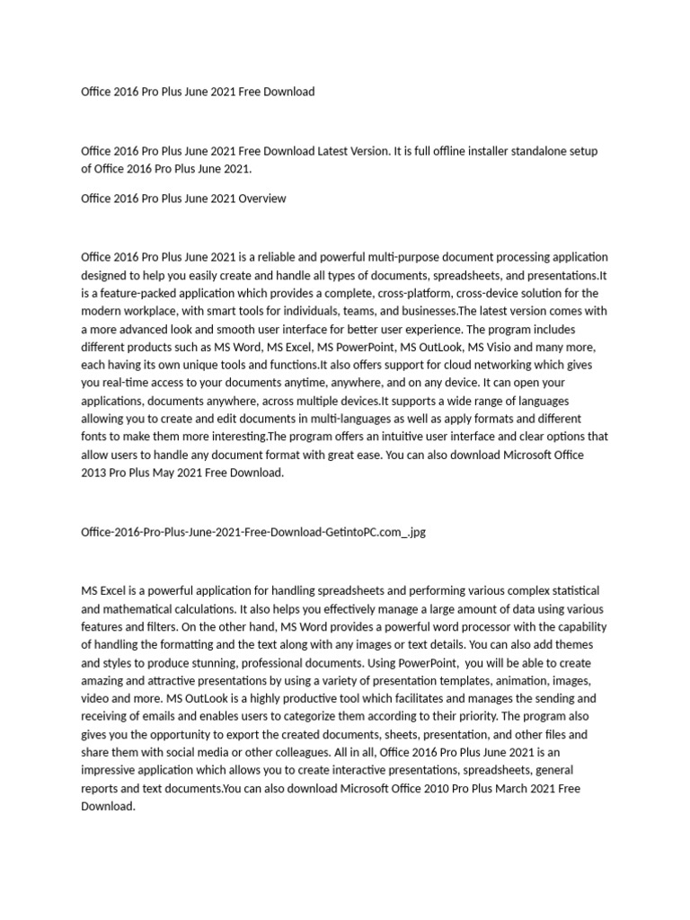 Office 2016 Pro Plus June 2021 Download | PDF | Microsoft Office ...