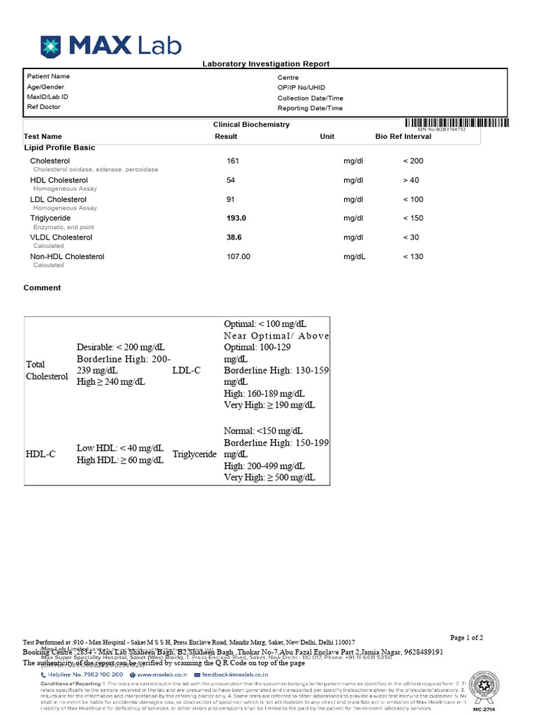 Lipid Profile Basic - 9121sc | PDF | Medical Diagnosis | Medicine
