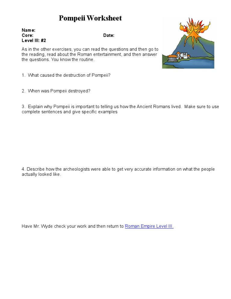 Pompeii Worksheet | PDF