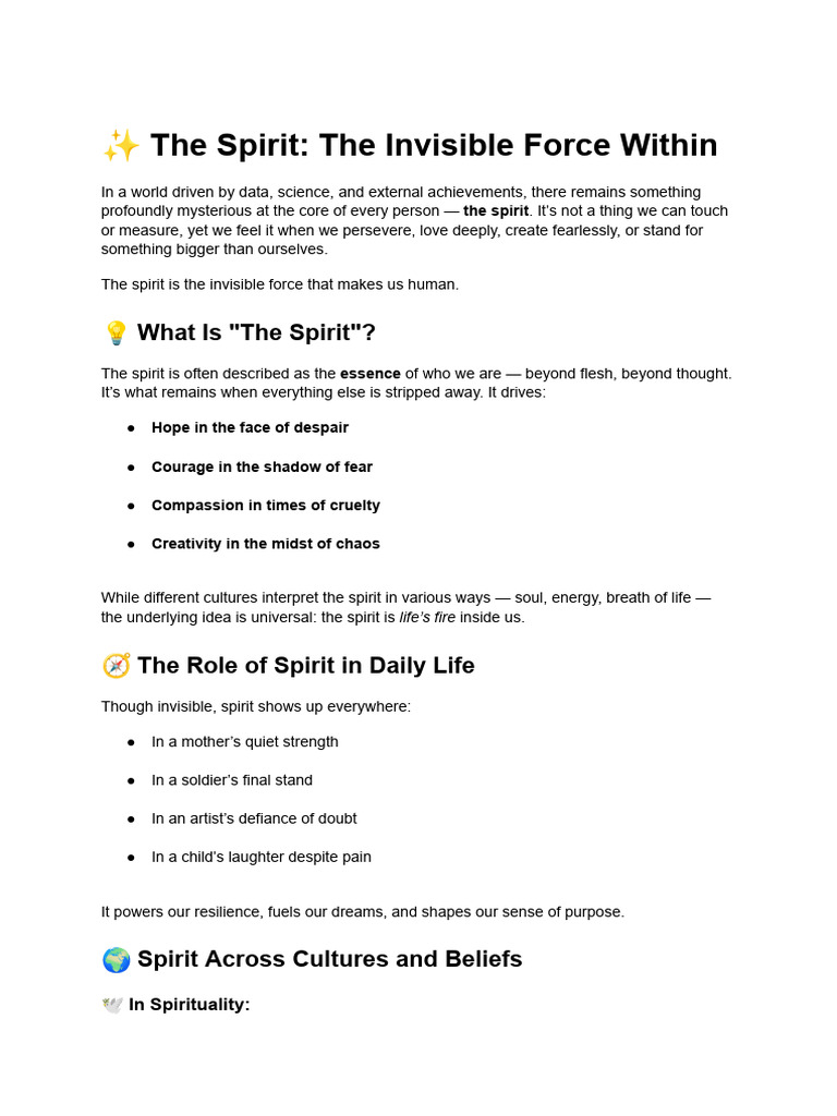 The Spirit: The Invisible Force Within | PDF | Spirituality
