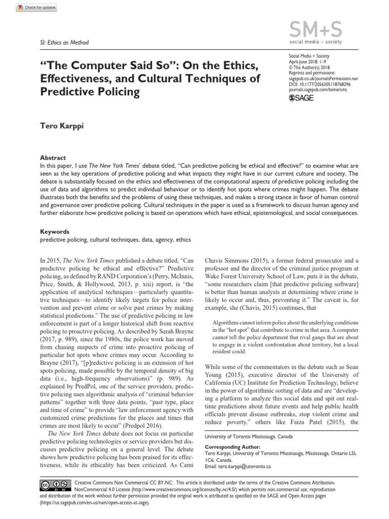 "The Computer Said So On The Ethics, Effectiveness, and Cultural ...
