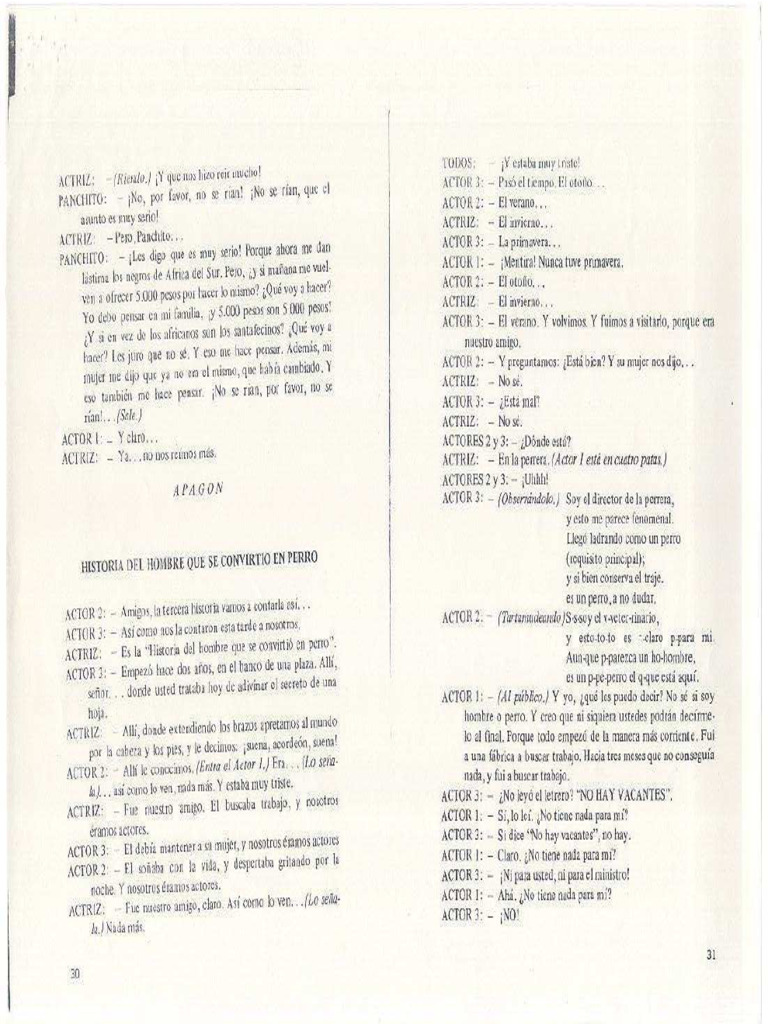 El Hombre Que Se Convirtió en Perro Obra | PDF