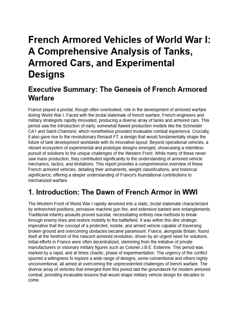 French WWI Vehicle Classification | PDF | Armoured Fighting Vehicles ...