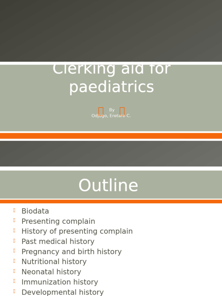 Clerking Aid For Paediatrics | PDF | Diseases And Disorders | Medical ...