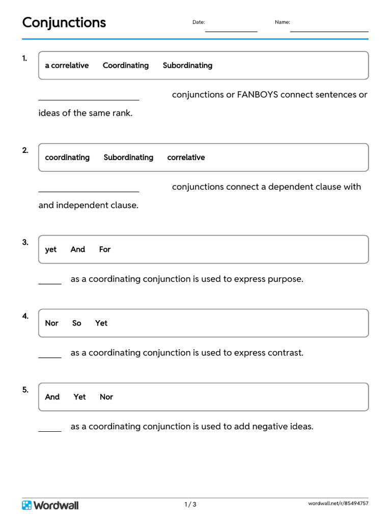 Understanding Conjunctions: Types & Uses | PDF