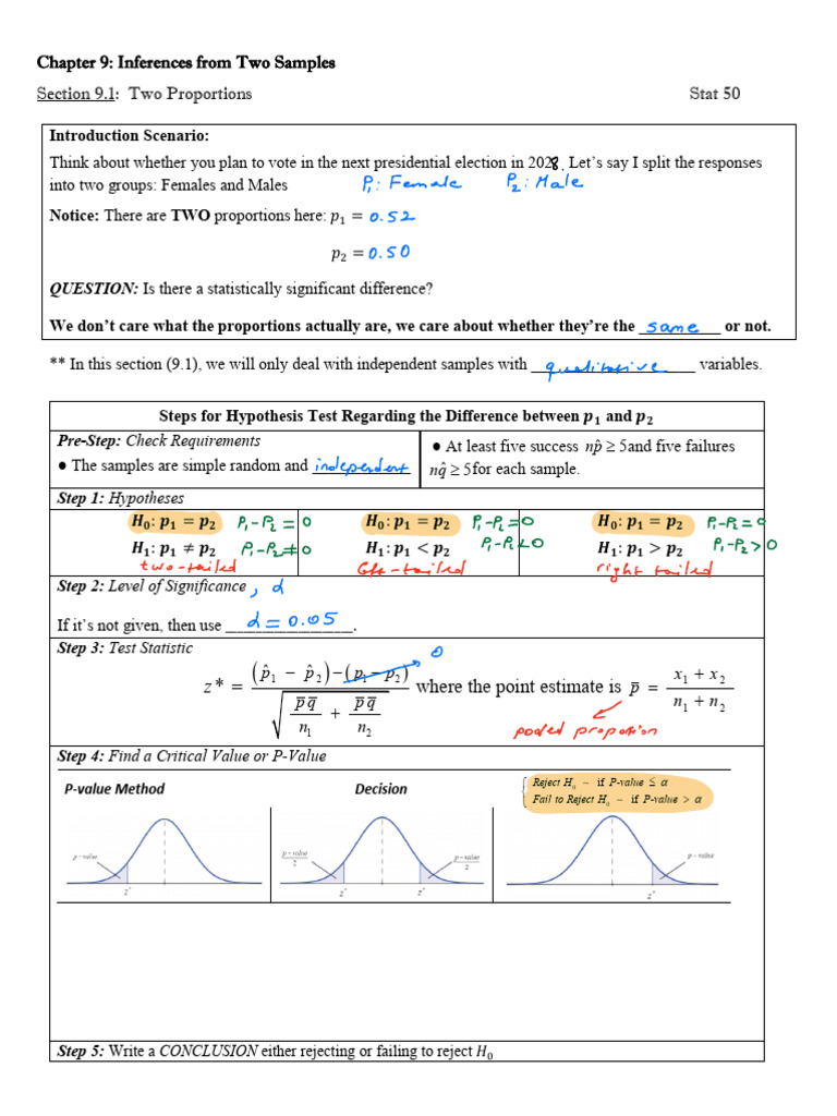 CH 9-Stats 50-Filled Guided Notes | PDF | P Value | Statistical ...