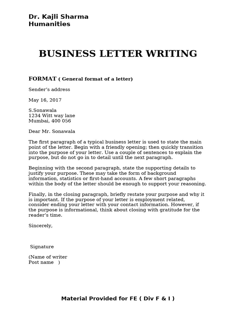 BUSINESS LETTER WRITING Theory | PDF | Subject (Grammar) | Pronoun