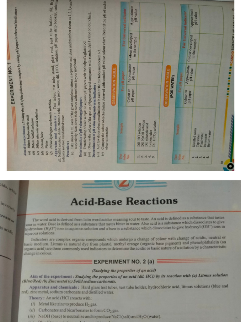 Lab Manual Chemistry Class 10 | PDF