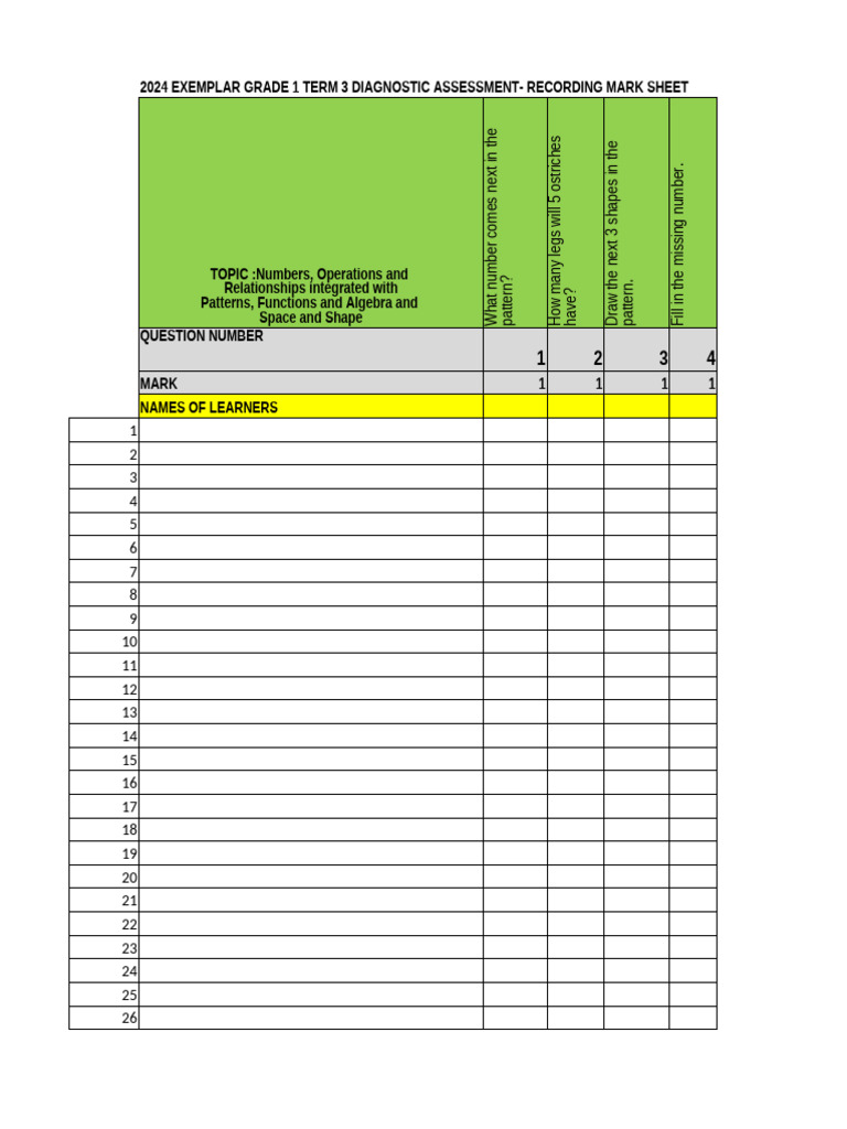Grade 1 Term 3 Diagnostic Assessment | PDF | Mathematical Objects ...